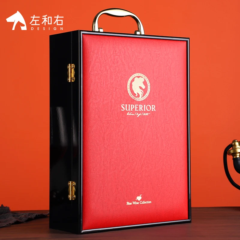 Custom Wine Packaging Luxurious Red Wine Packaging PU Leather Wooden ...