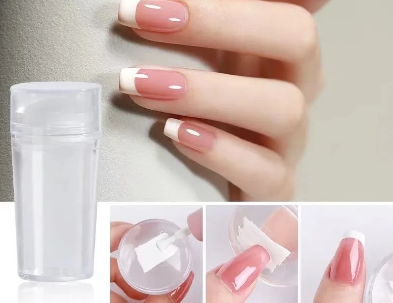 French Art Tip Nail Stamp Stamper Kit Clear Silicone Long & Short Jelly ...