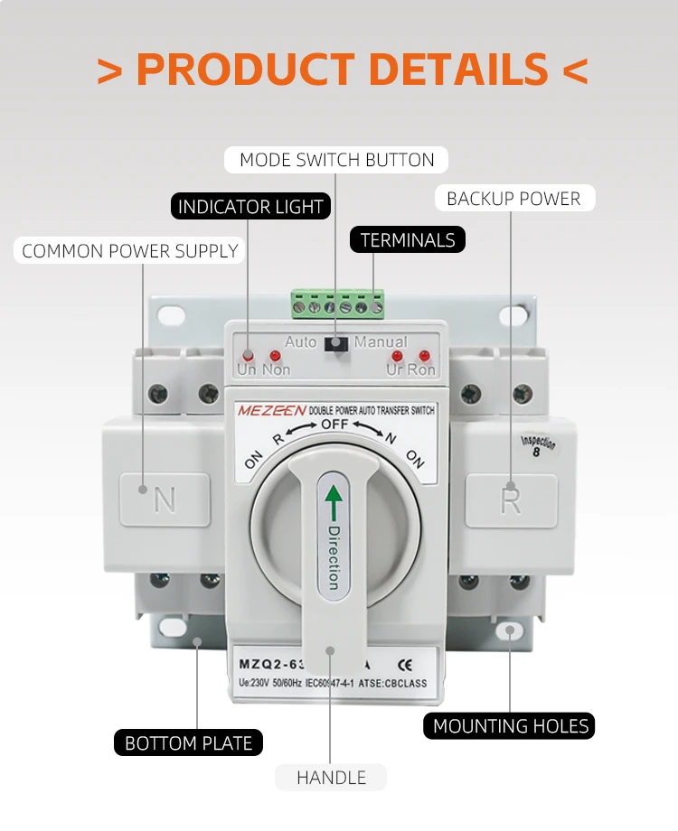 Generator ATS Controller Automatic Transfer Switch Panel 63A 2P 4p 400v ...