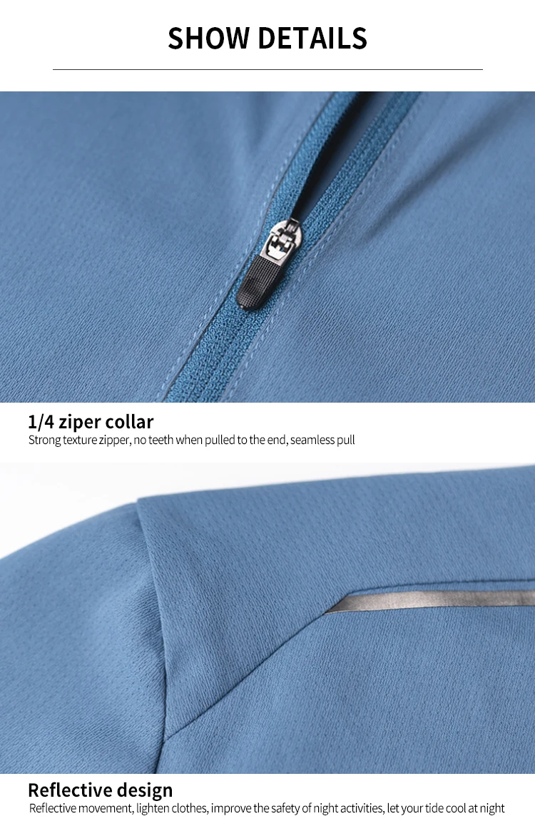 100% Polyester Mesh Sport Shirts Men Quarter Zipper Moisture Wicking T ...