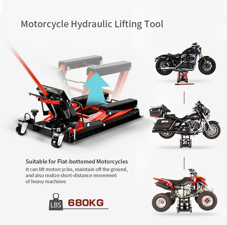 Portable Motorcycle Jack - Lifts 1500lbs Hydraulic Lifting Tool