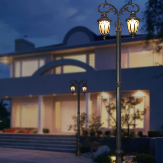 Outdoor Waterproof Street Copper Double-headed Street Garden Lamp Post ...