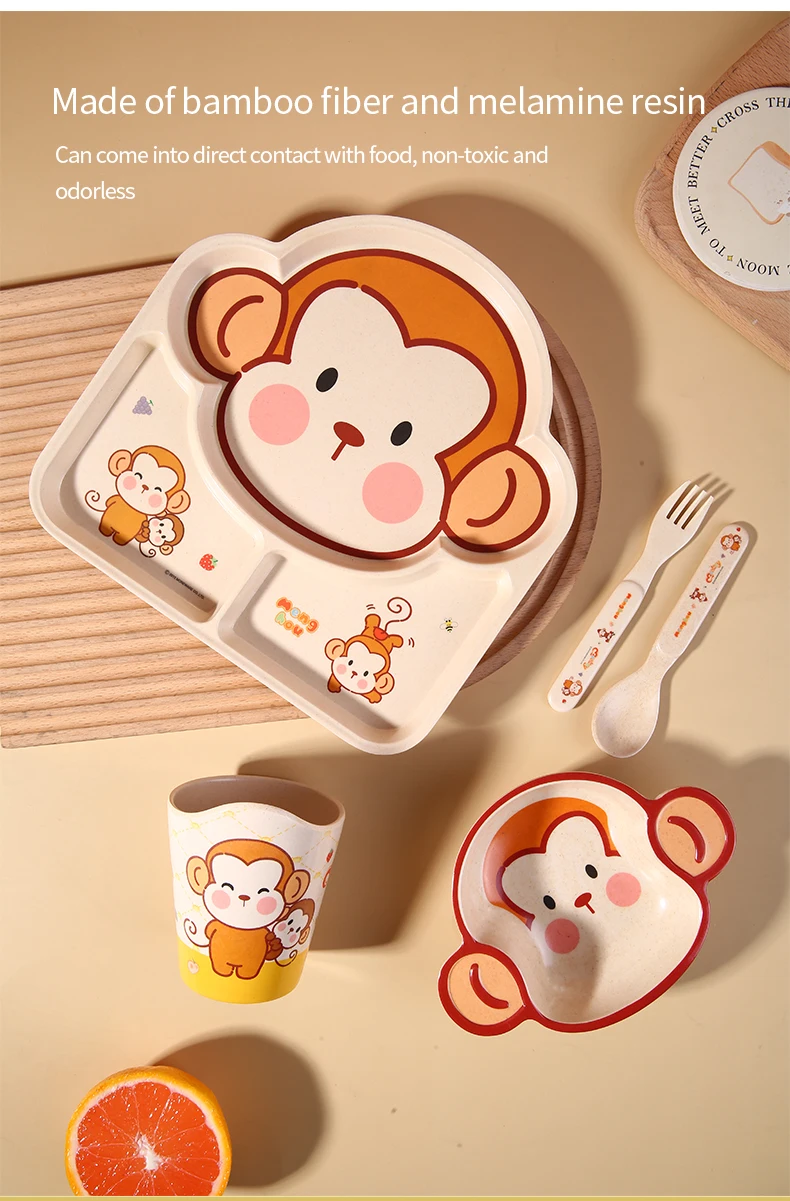 Cartoon Cute Monkey Tableware Set Children's Dinnerware Sets Dish ...