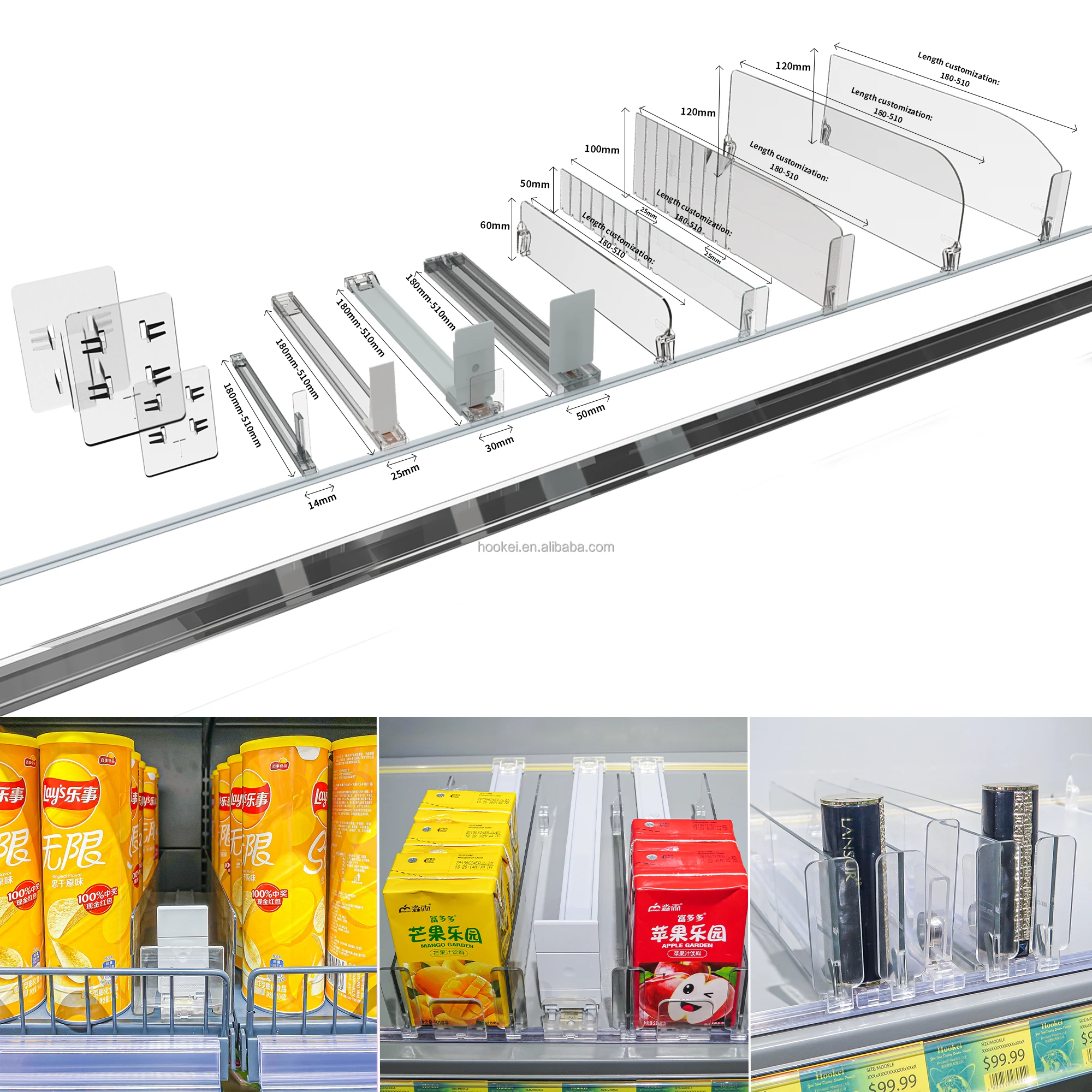 Supermarket Automatic Plastic POS Shelf Divider Dispenser