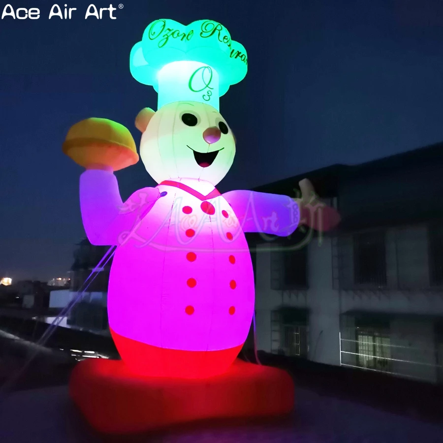 Promotional Lighting Inflatable Mascot Cook Cartoon Model Chef Balloon ...