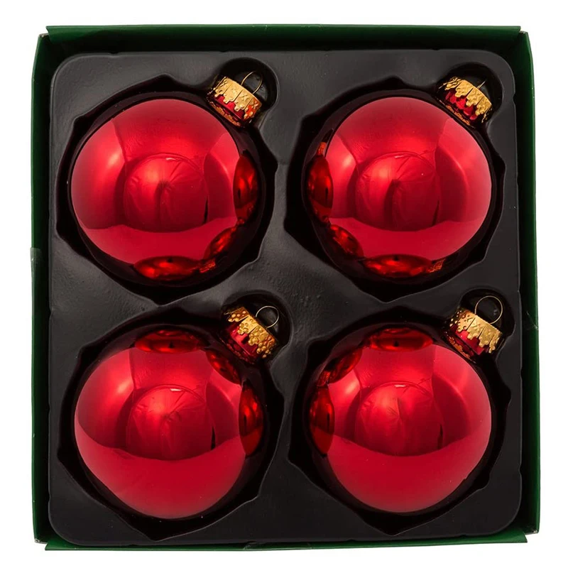 Hot Sale Shiny Red Glass Ball Decoration 8cm Red Hanging Bauble For ...