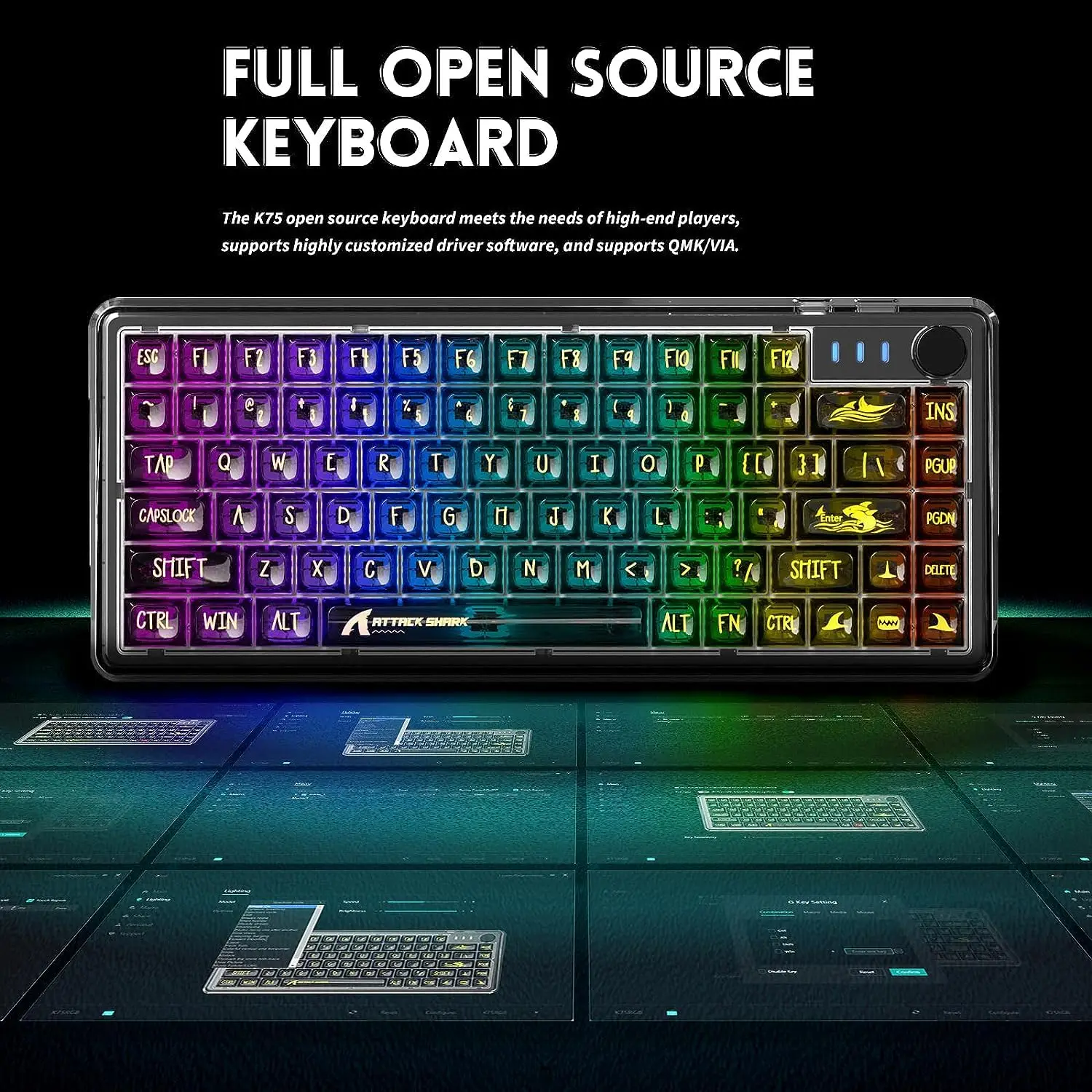 Attack Sahrk K75 Mechanical Keyboard Transparent Rgb Gaming Keyboard ...