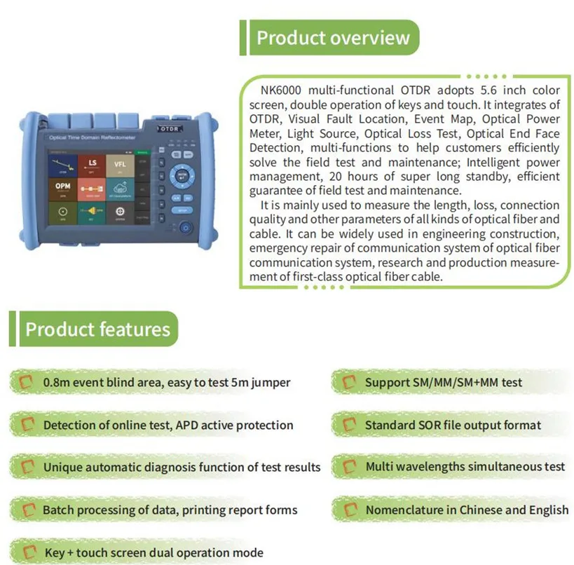 Multi-functional OTDR NK6000 - Cheap Price Fiber Optic Tester