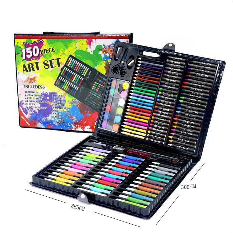 150PCS School Kids Drawing Art Stationery Watercolors Crayons Colored ...