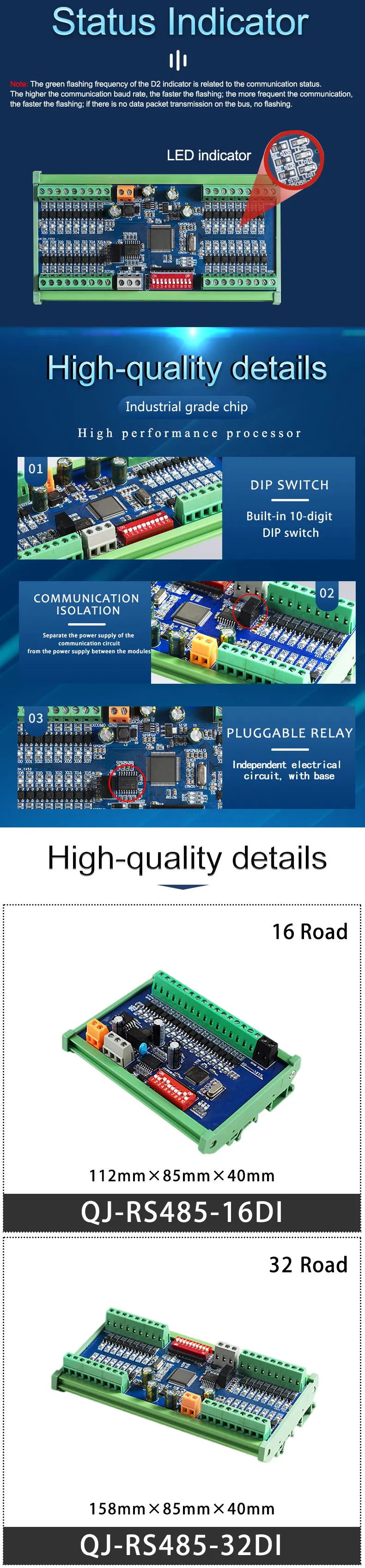 16-channel RS485 Digital Input Module - Reliable Data Acquisition
