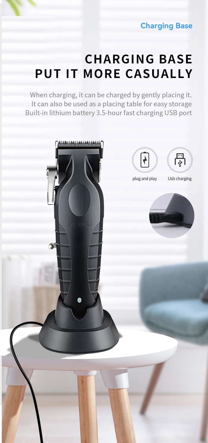 Usb Rechargeable Cordless Electric Body Groin Hair Trimmer Kemei Km-2296 2500mah Lithium Battery ...