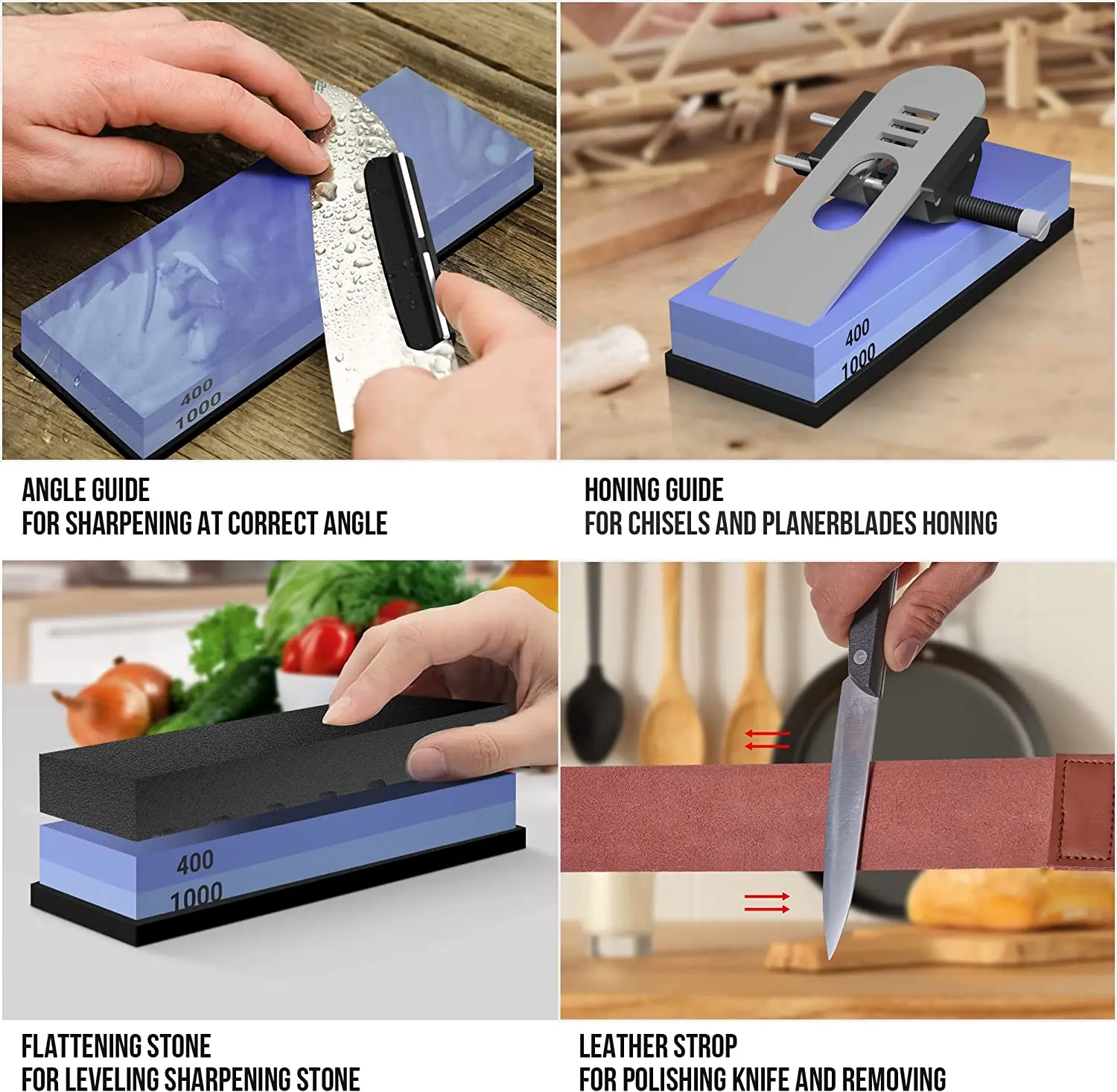 RIMEI Knife Sharpening Stone Set - Dual Grit Whetstone