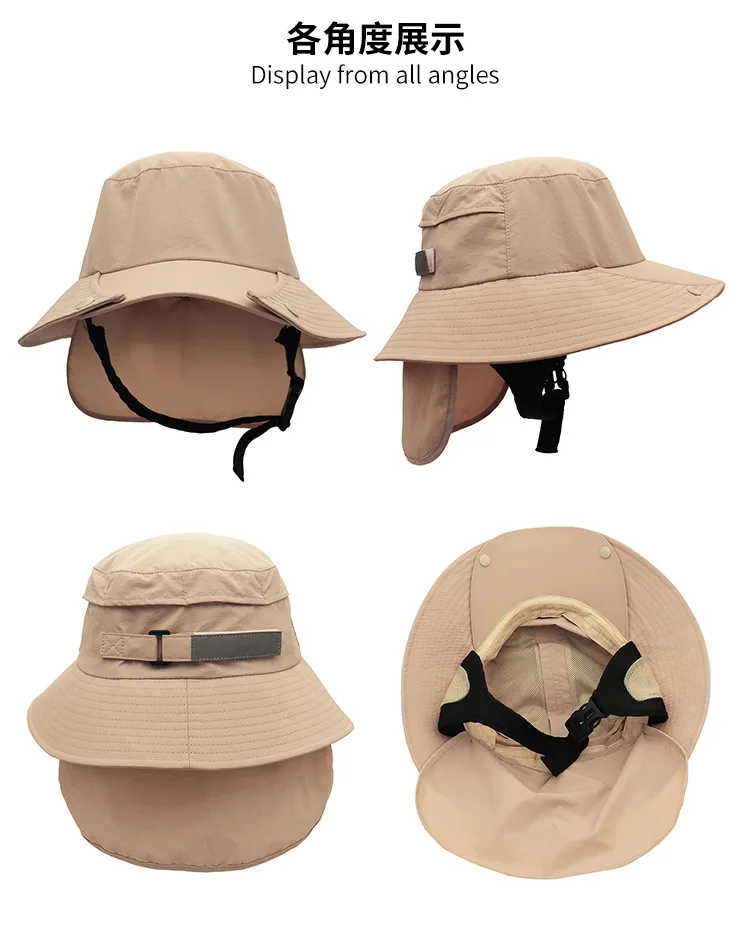 Outdoor Flat Top Wide Brim Fisherman Bucket Hat Quick Dry Uv Protection ...
