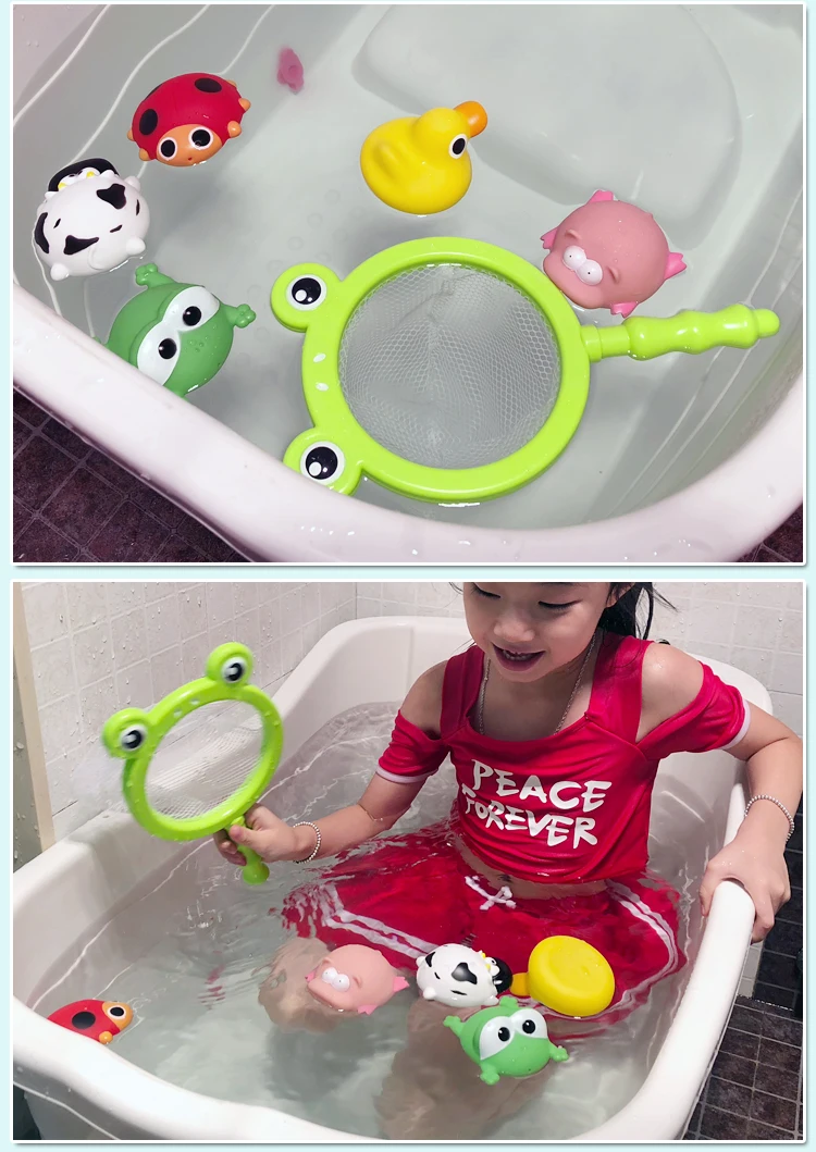 Baby Shower Toy Water Spray Net Fishing Fish Children's Animal Pinching ...