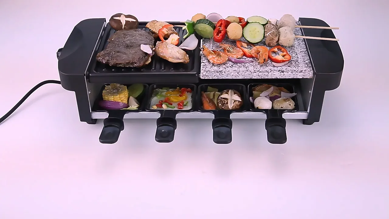 Full Cast Aluminum Reversible Plate Party Stone Raclette Grill For 8 ...