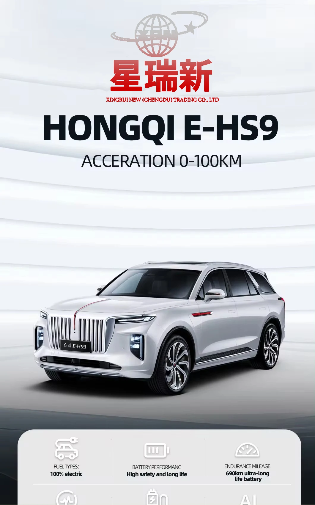 HONGQI EHS9 새로운 에너지 SUV 가죽 시트 내 넓은 공간 고급 자동차| Alibaba.com
