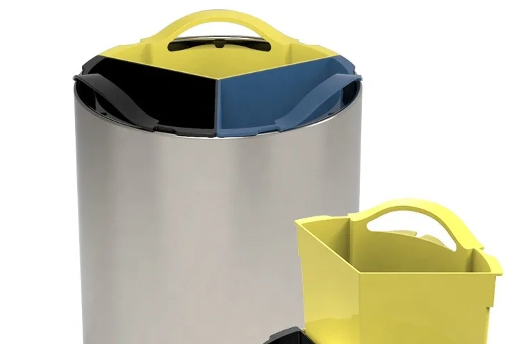 Custom Trash Bin 3 Compartments Garbage Can Steel Recycling Trash Bin ...