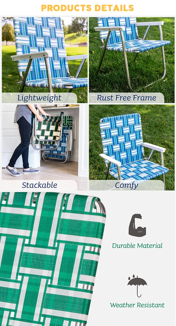 DIY Nylon Webbing Outdoor Customize Aluminum Frame Chairs