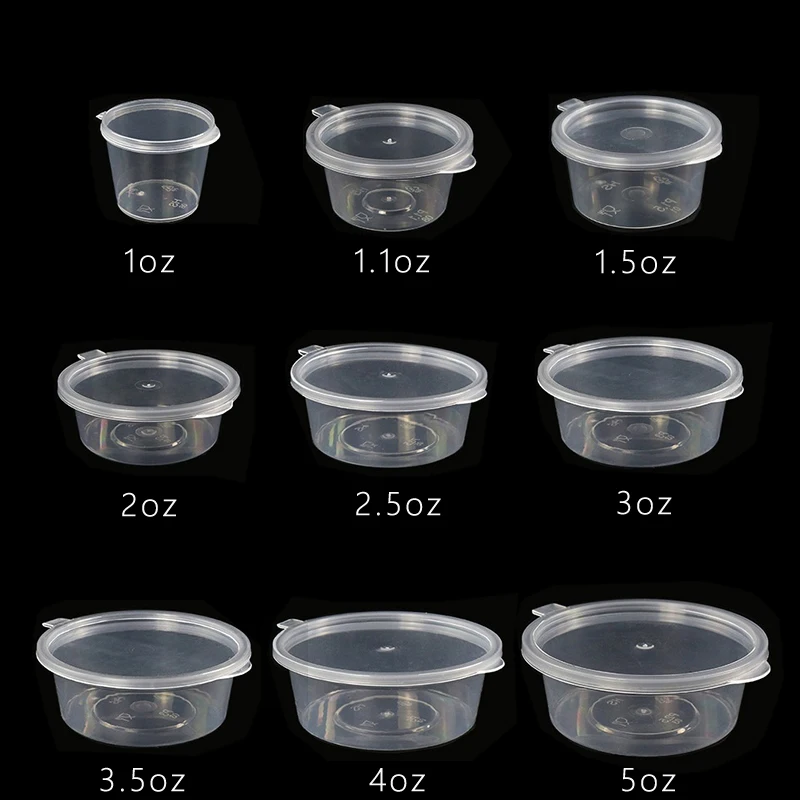 Disposable Clear Pp Plastic Sauce Container Cup With Lid Salad Dessert Plastic Sauce Portion ...