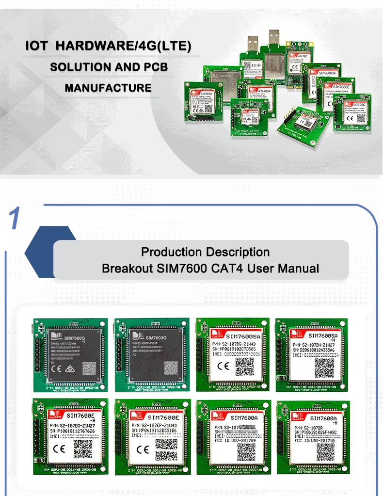 SIM7600G-H CAT4 Kits - Mini Breakout Board for 4G LTE