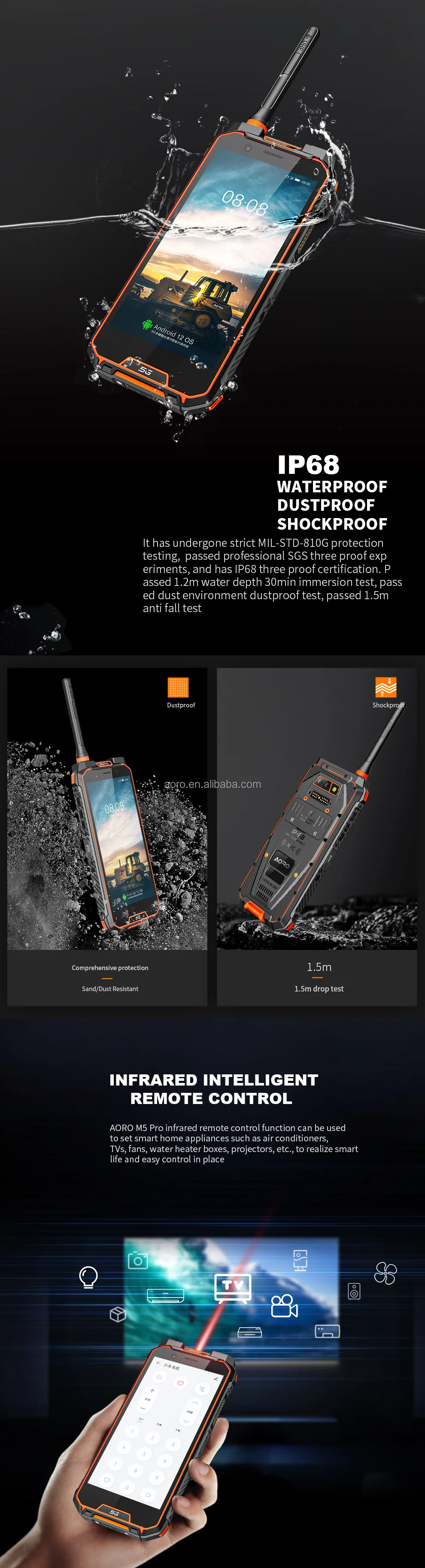 AORO M5 Pro - Rugged 6.0 Inch Smartphone with DMR Intercom