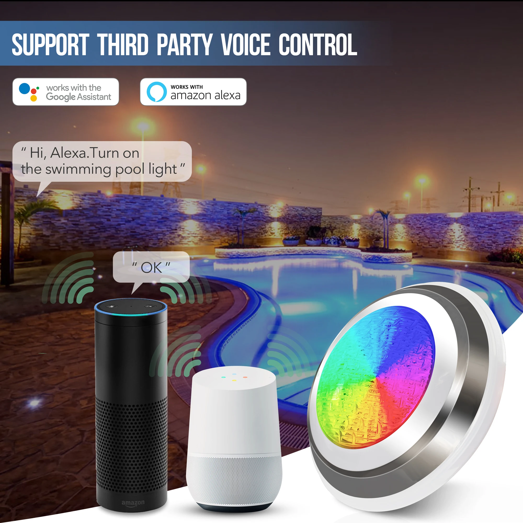 Smart Nicheless Led Pool Light 40w Swimming Pool Stainless Steel ...