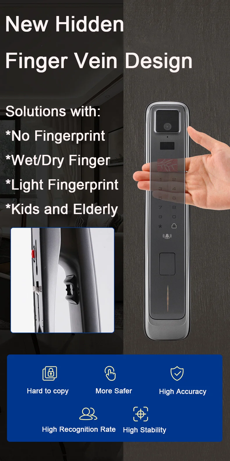 Smart Finger Vein Door Lock - High Sensitivity & Security