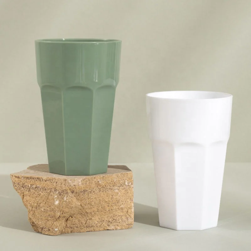 Stackable 12 Ounce Plastic Drinking Glasses Tumblers Octagonal Reusable ...
