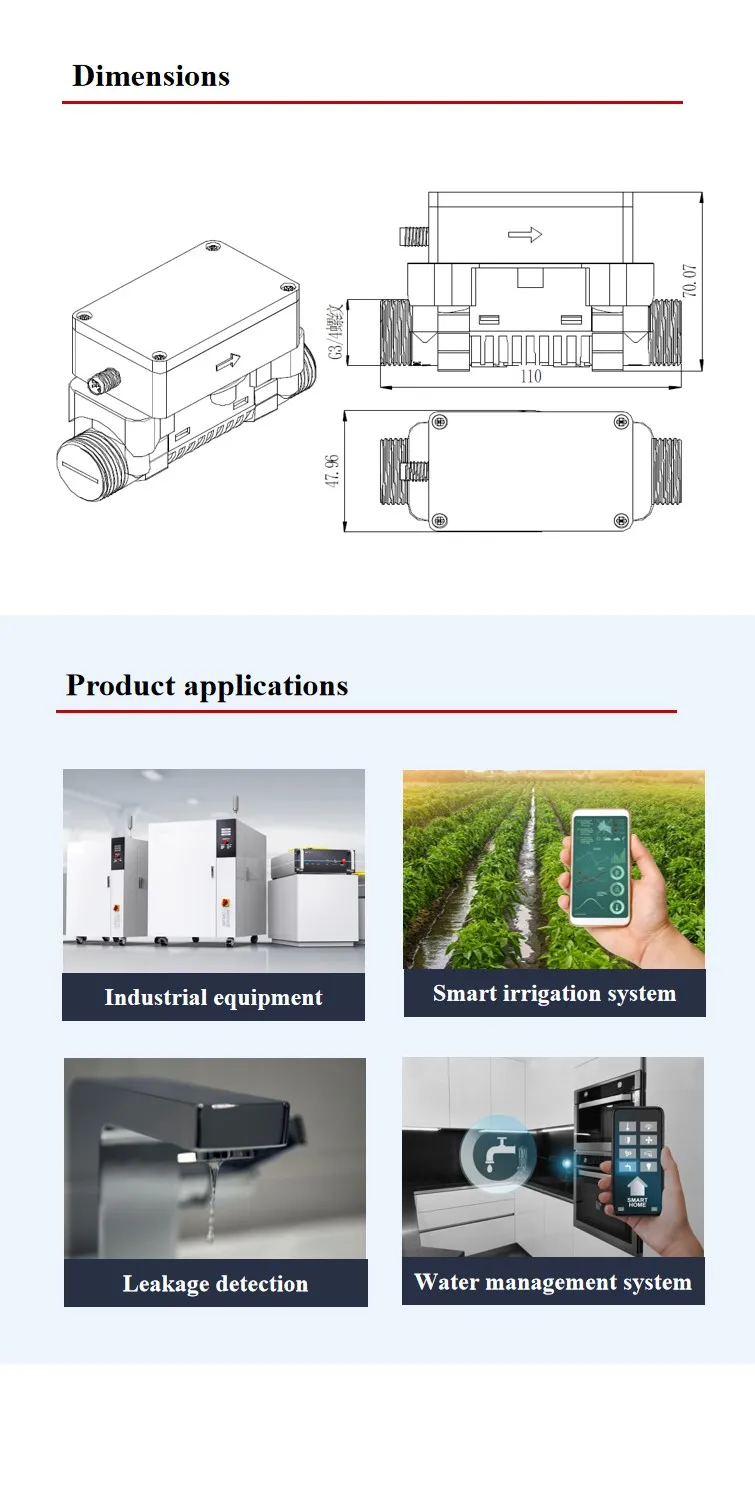 DN15 ultrasonic flow sensor module piezo sensor for water measurement ...