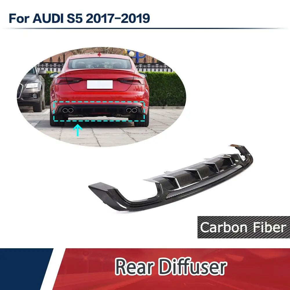 Carbon Fiber Rear Diffuser Fin Bumper Lip Splitter Spoiler For Audi A5 ...