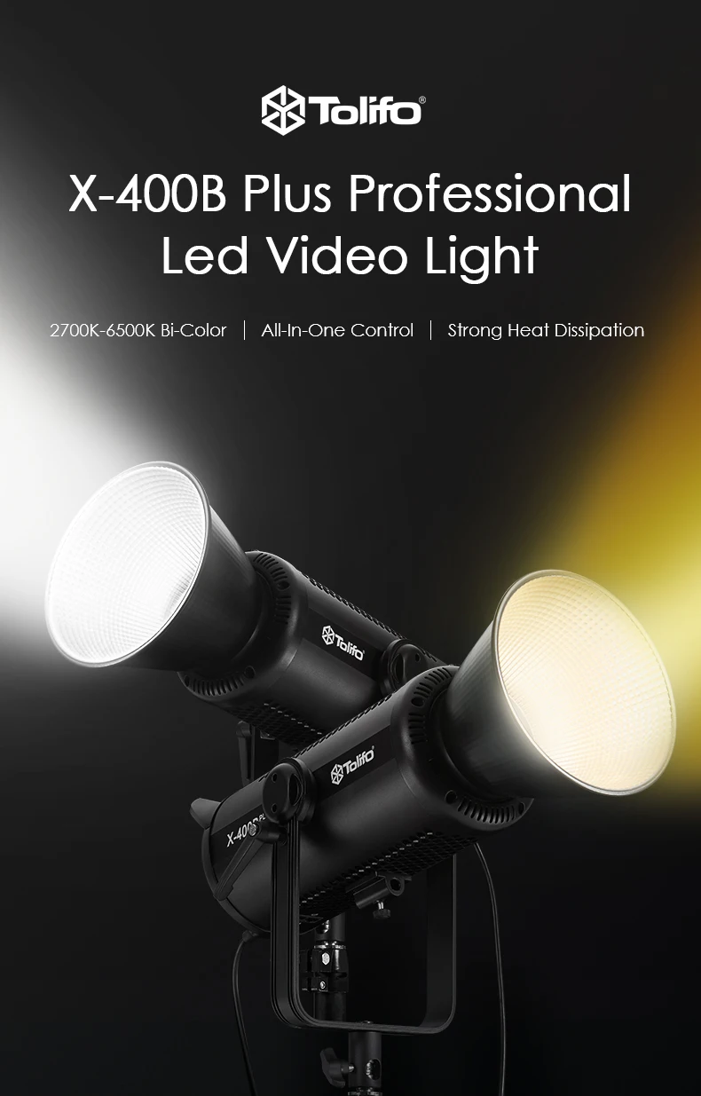 TOLIFO X-400B Plus 400W LED Video Light Studio for Film Shooting
