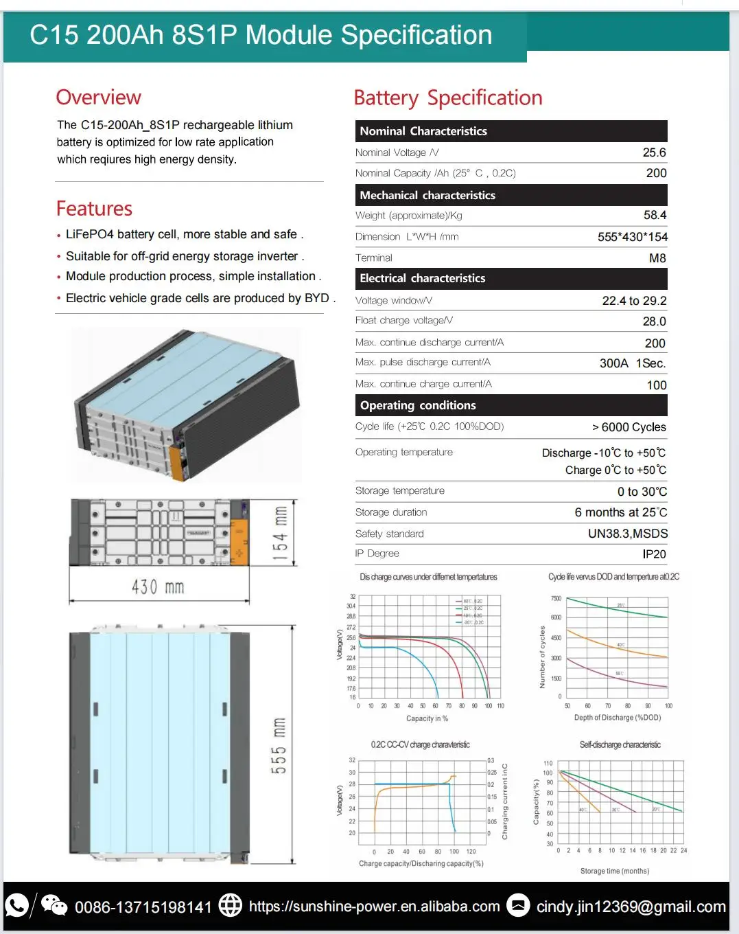 Byd C15-25.6v200ah_8s1p Lifepo4 Battery Module - Buy Byd Solar Battery ...