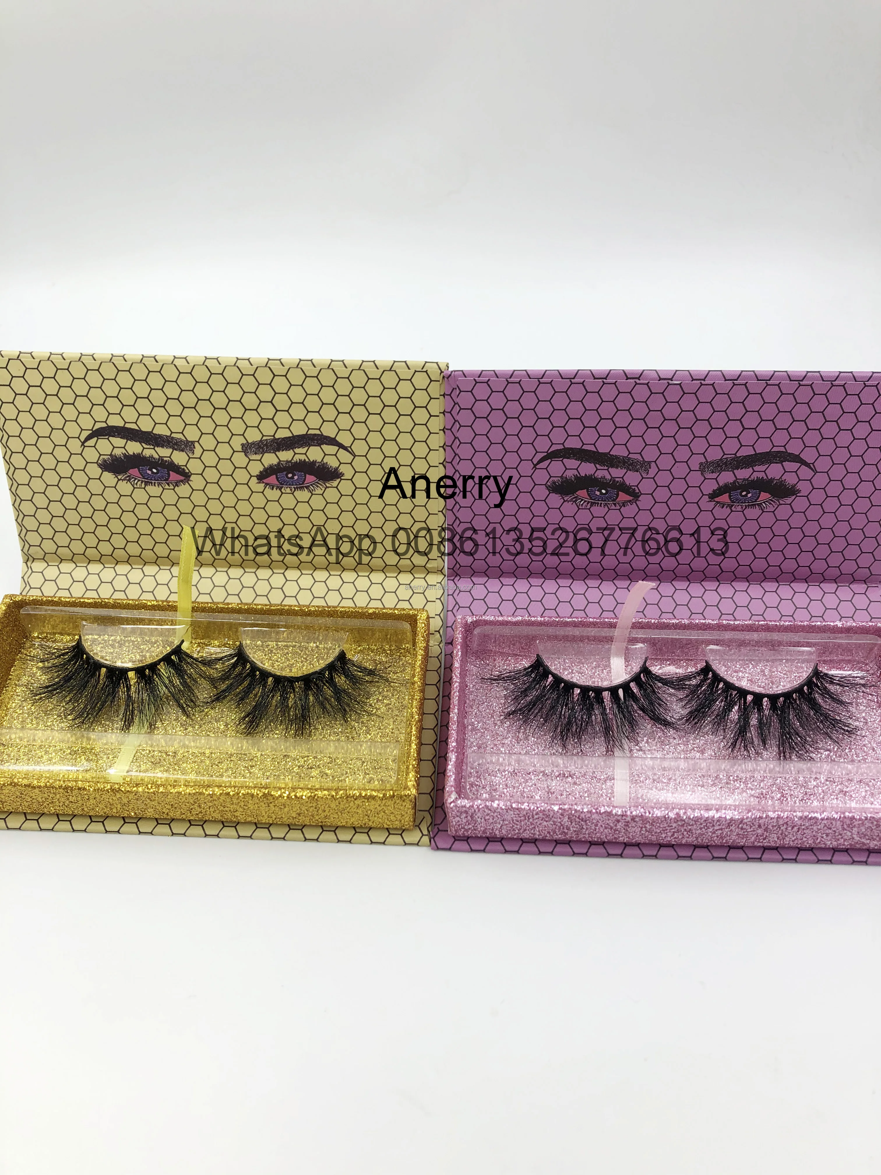 Customized Printed Eyelash Backwood Packaging Box Crisscross 25mm Mink ...
