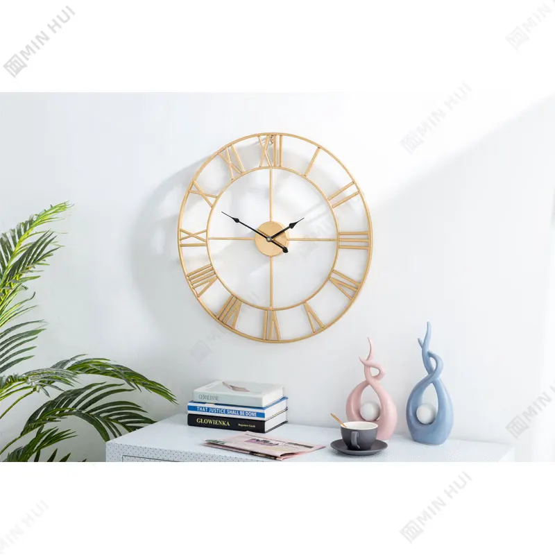 Roman Numerals Metal Custom Round Wall Watch Clock Luxury Modern ...