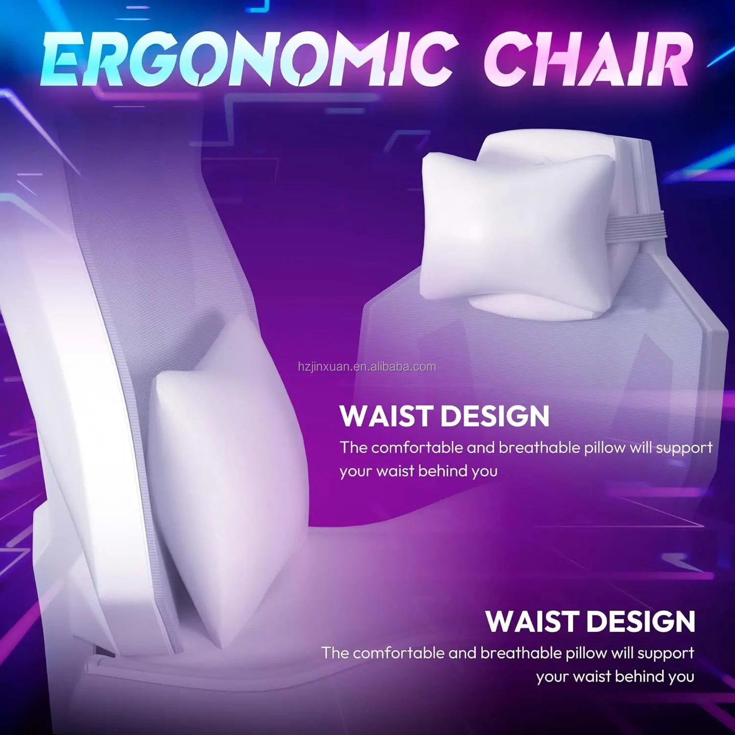 Ergonomic RGB Gaming Chair with LED Lights & Adjustable Support
