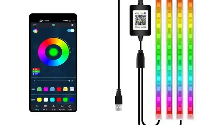 Streamer Colorful App Car Interior Ambient Foot Lamp Music Control Neon ...