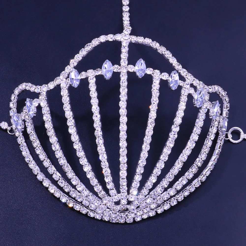 Crystal Shell Bra Body Chain Harness Rhinestone Bras Jewelry Lingerie ...
