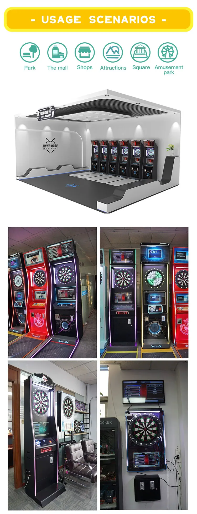High Quality Coin Operated Darts Game Machine Arcade Darts Board Indoor ...