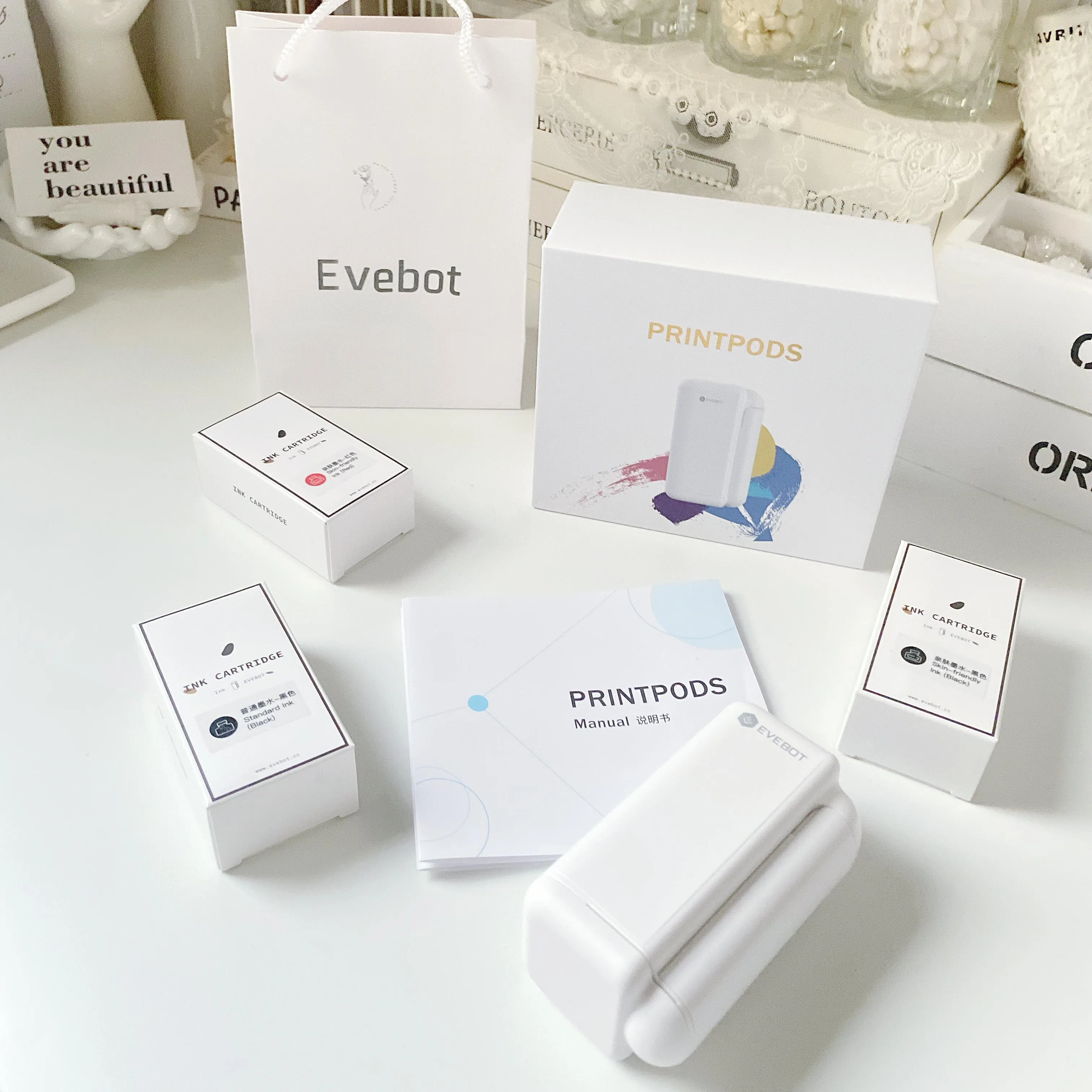 EVEBOT Portable Printer - Mini Inkjet Printers for All Surfaces