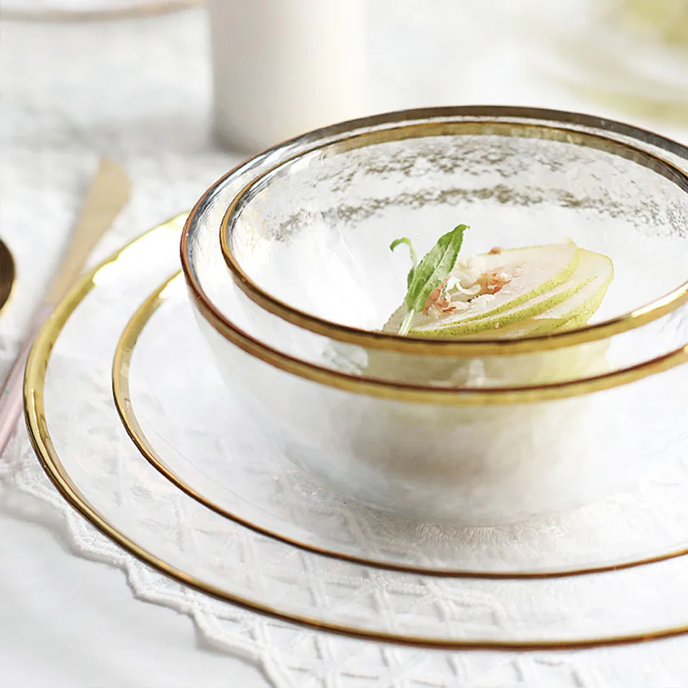 Luxury Transparent Clear Glass Dinner Plate Sets