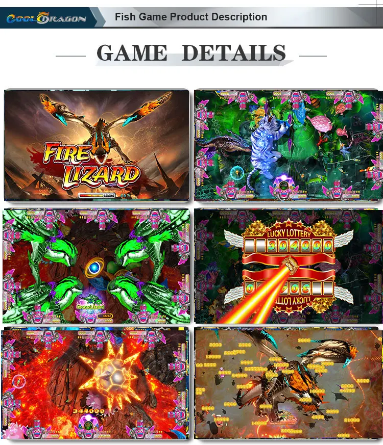 Fire Lizard Fish Game Board Shooting Fish Game Arcade Ocean King 3 ...