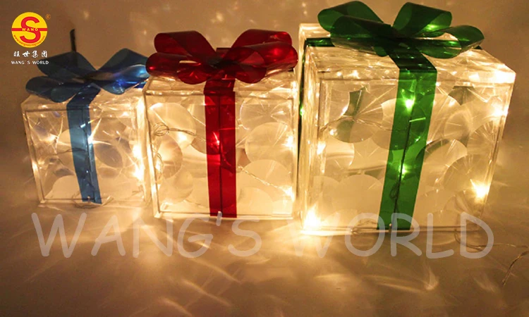 3 LED-Lighted Gift Boxes for Christmas Decorations & Ornaments ...