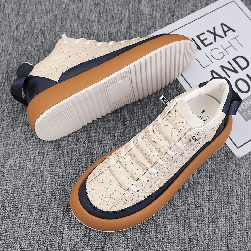 Men Vulcanized Sneakers Shoes Tennis Sports Pu Slip-on Mix Color Good ...