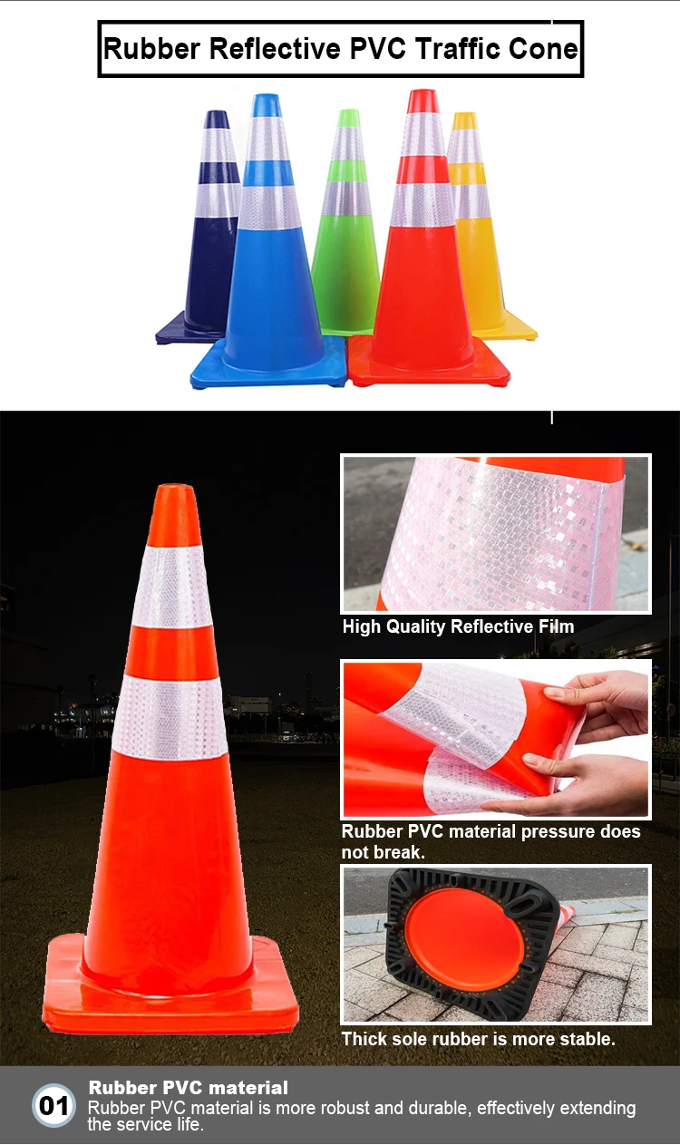 PVC Reflective Cone 70 cm Road Construction Safety Cone High Quality ...