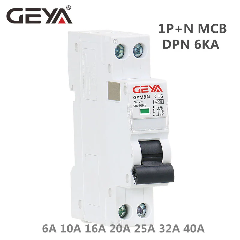 New Geya Gym9n Dpn Mcb 1p+n 6a 10a 16a 20a 25a 32a 40a 220v Ac Mini Circuit Breaker Dpna 6ka ...