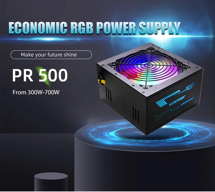 500W Esports Game Desktop & Server Power Supply Wide Silent Design 80 ...