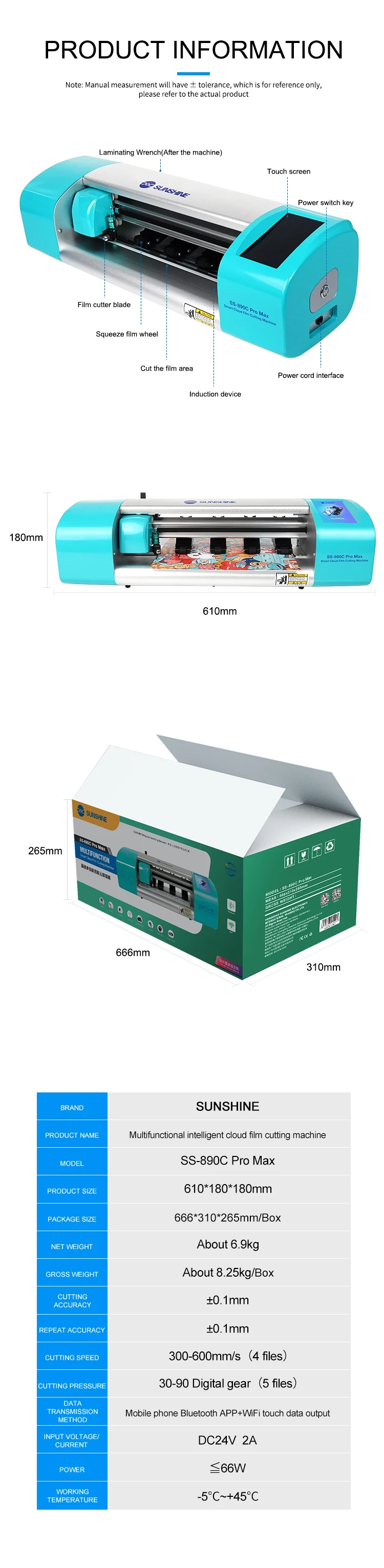 SUNSHINE SS-890C Pro Max Film Cutting Machine for Laptops