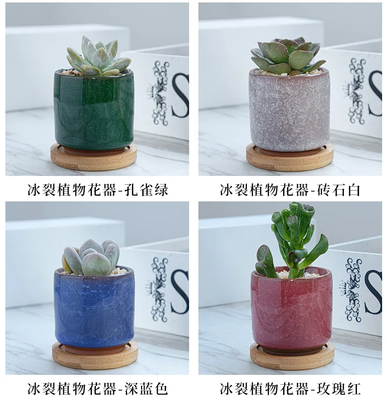 8Cm Creative Ice Crack Flowerpot Mini Office Desk Succulent Plant Pots ...