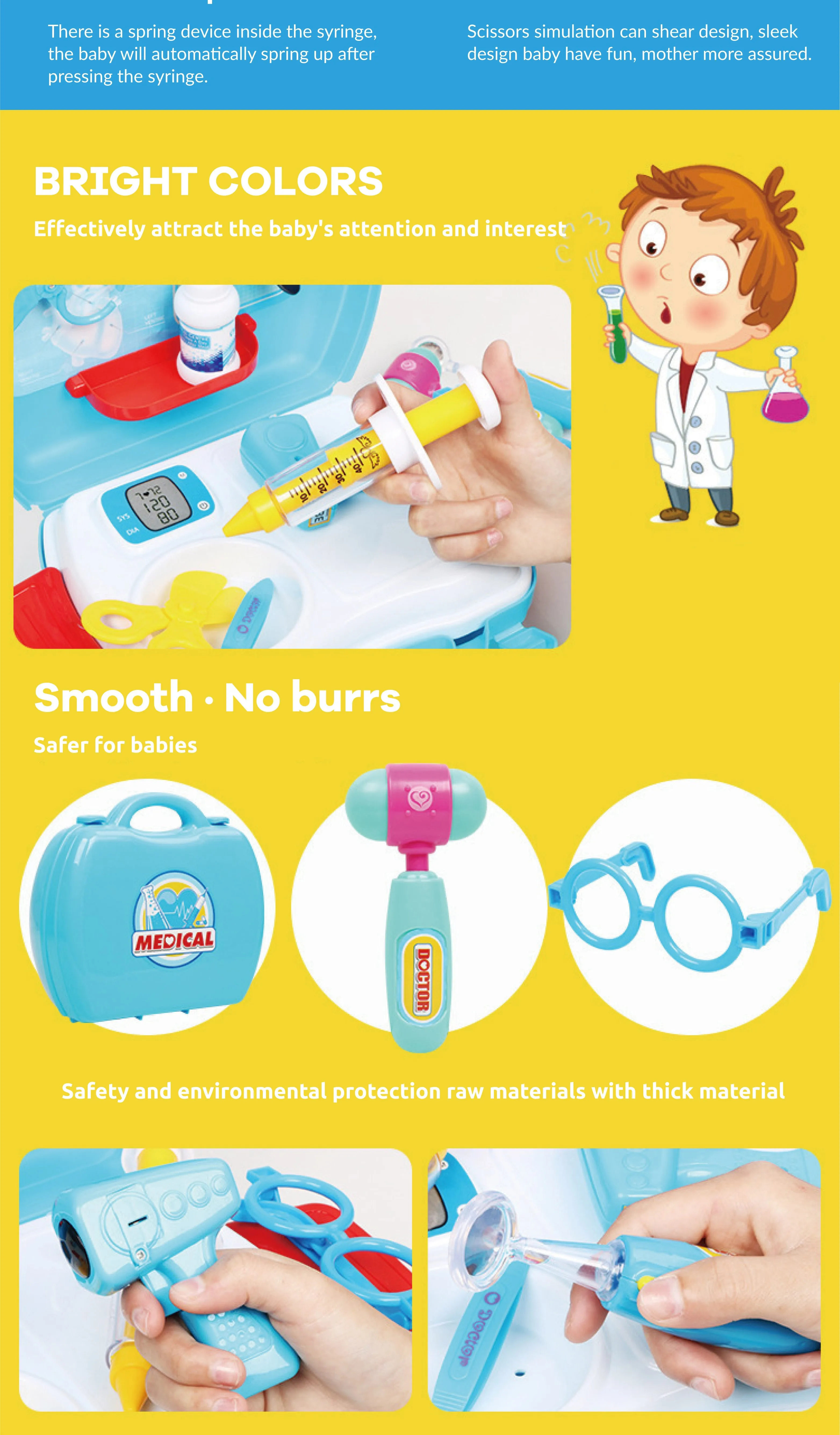 Baby Roleplay Educational Pretend Medical Carry Case Kit Toys Play ...