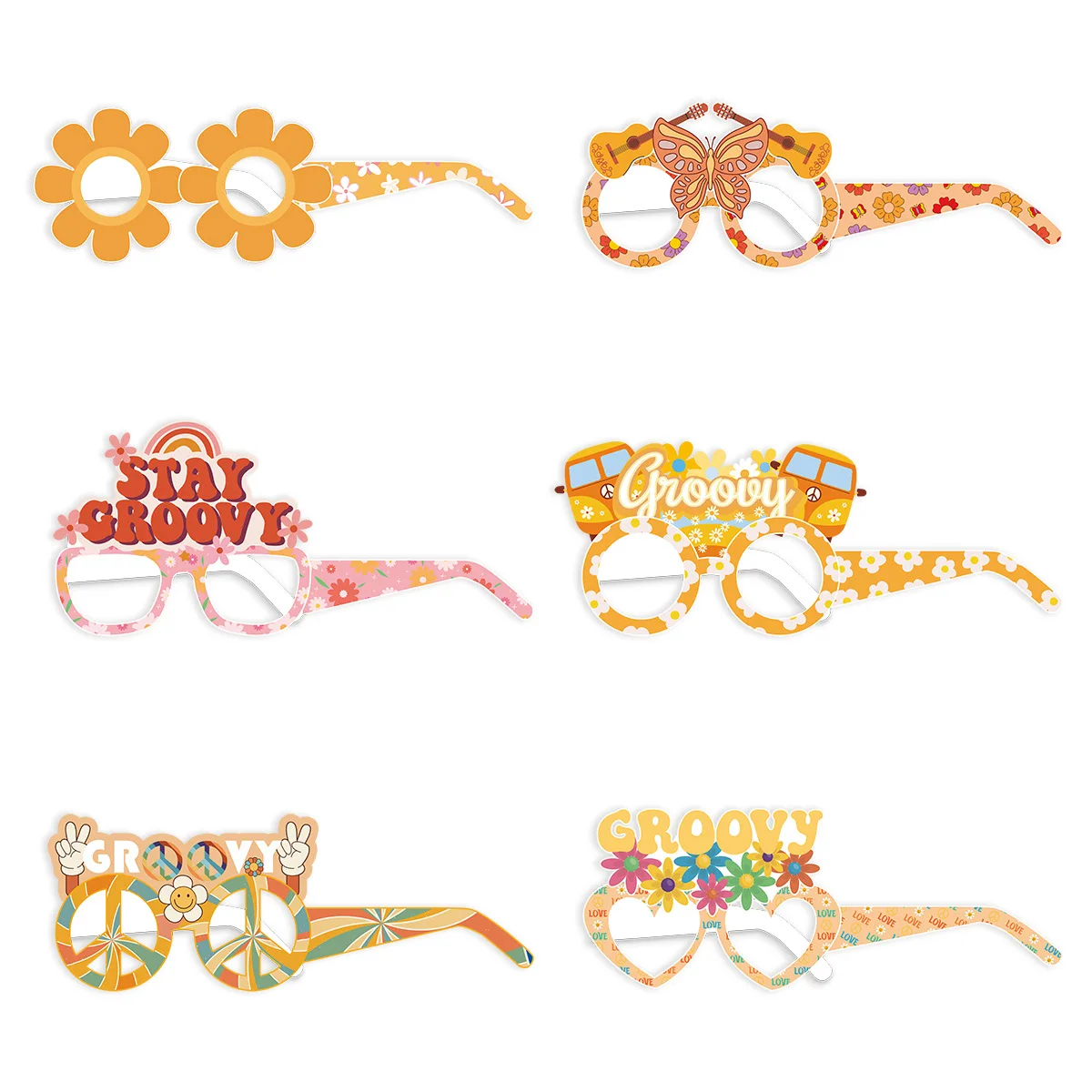 Vintage Paper Glasses Hippie Theme Two Groovy Party Funny Colorful ...